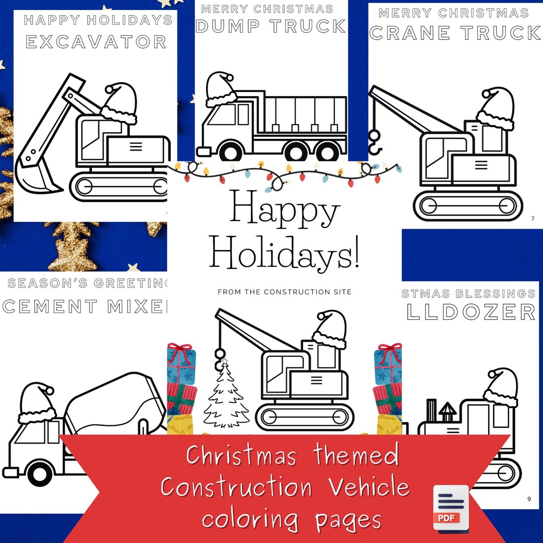 Christmas Construction Vehicle Coloring Book: Toddler Holiday Activity ...