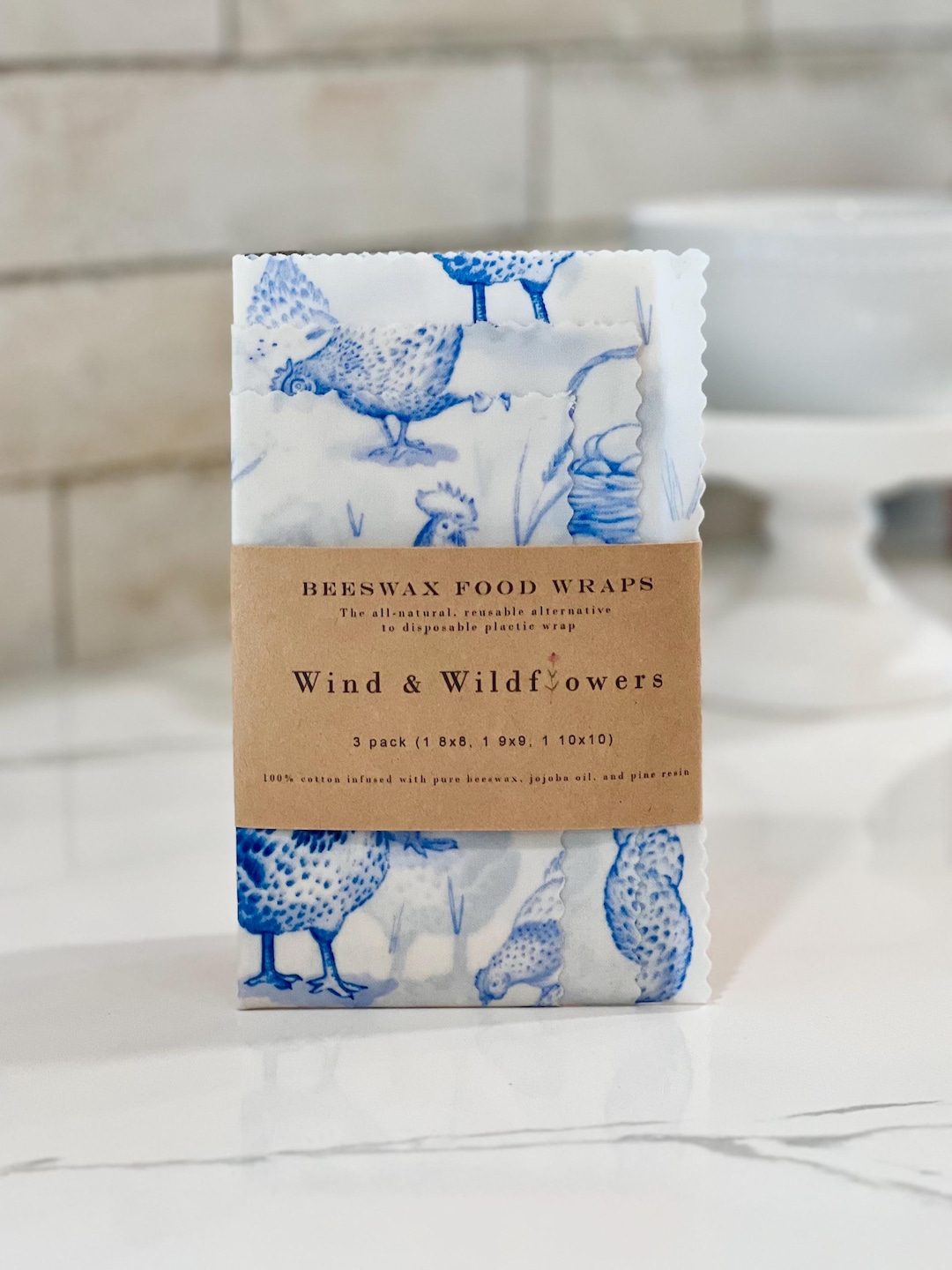 3 Piece Beeswax Wrap Starter Pack - Reusable Eco Friendly Food Safe ...