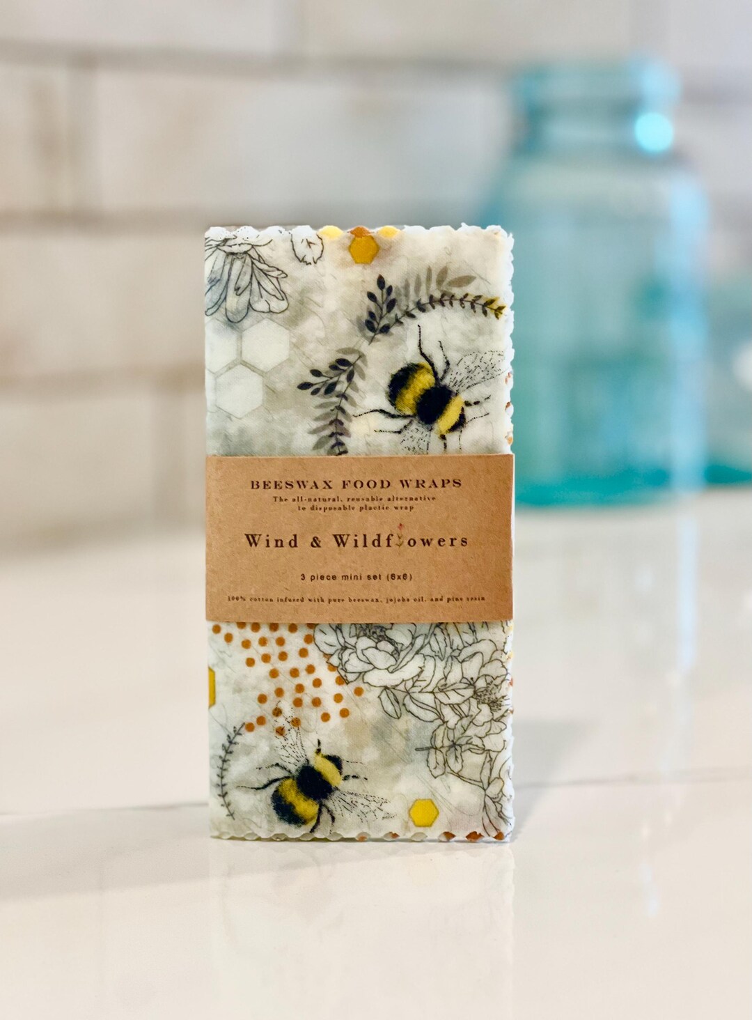 3 Piece MINI Beeswax Wrap Starter Pack - Reusable Eco Friendly Food ...