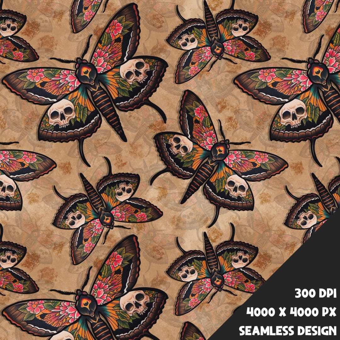 Death Moth Seamless Design - Digital Surface Pattern for Printing ...