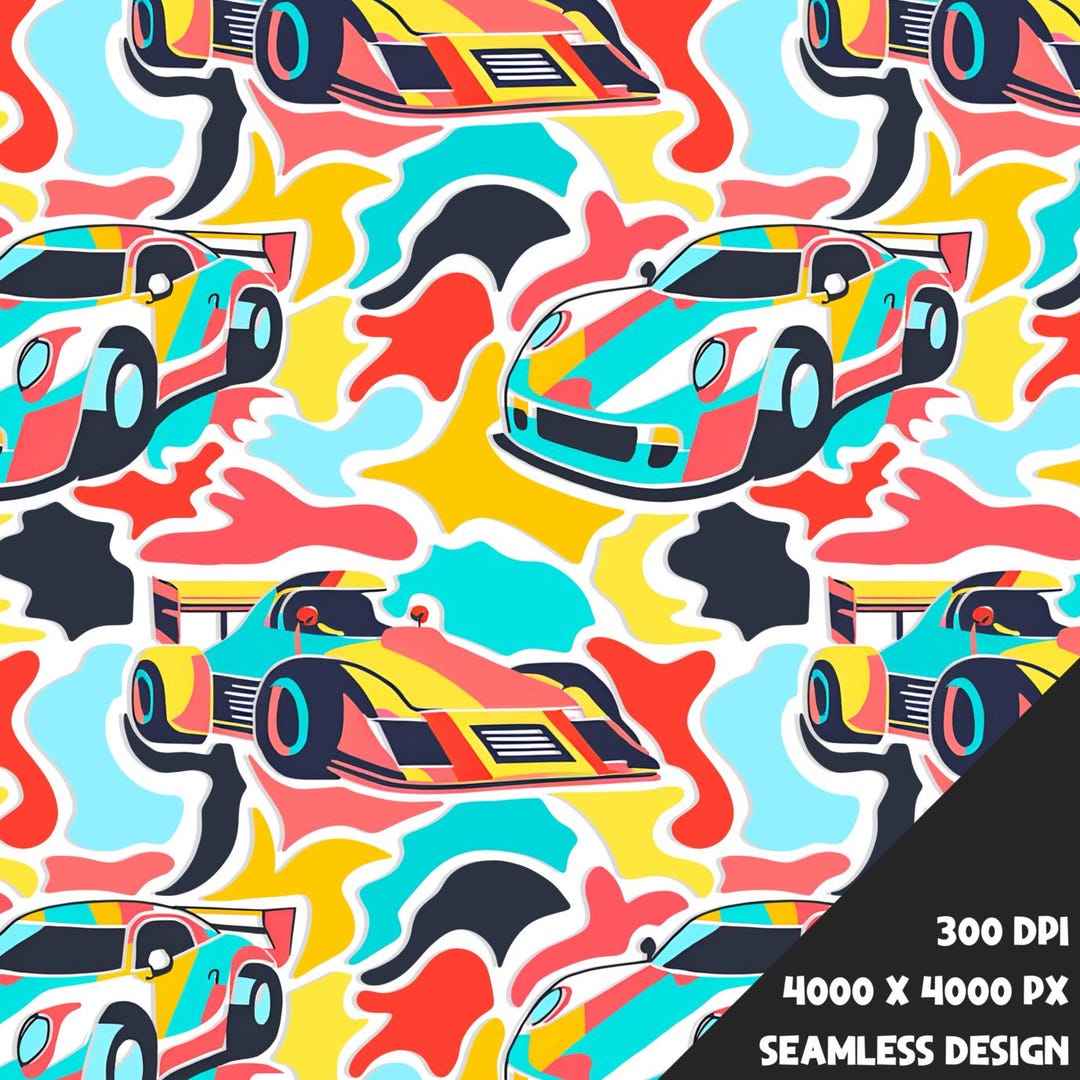 Abstract Supercar Race Seamless Design - Digital Surface Pattern for ...
