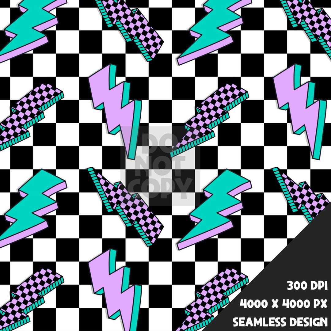 Bright Checkered Bolts Seamless Design - Digital Surface Pattern for ...