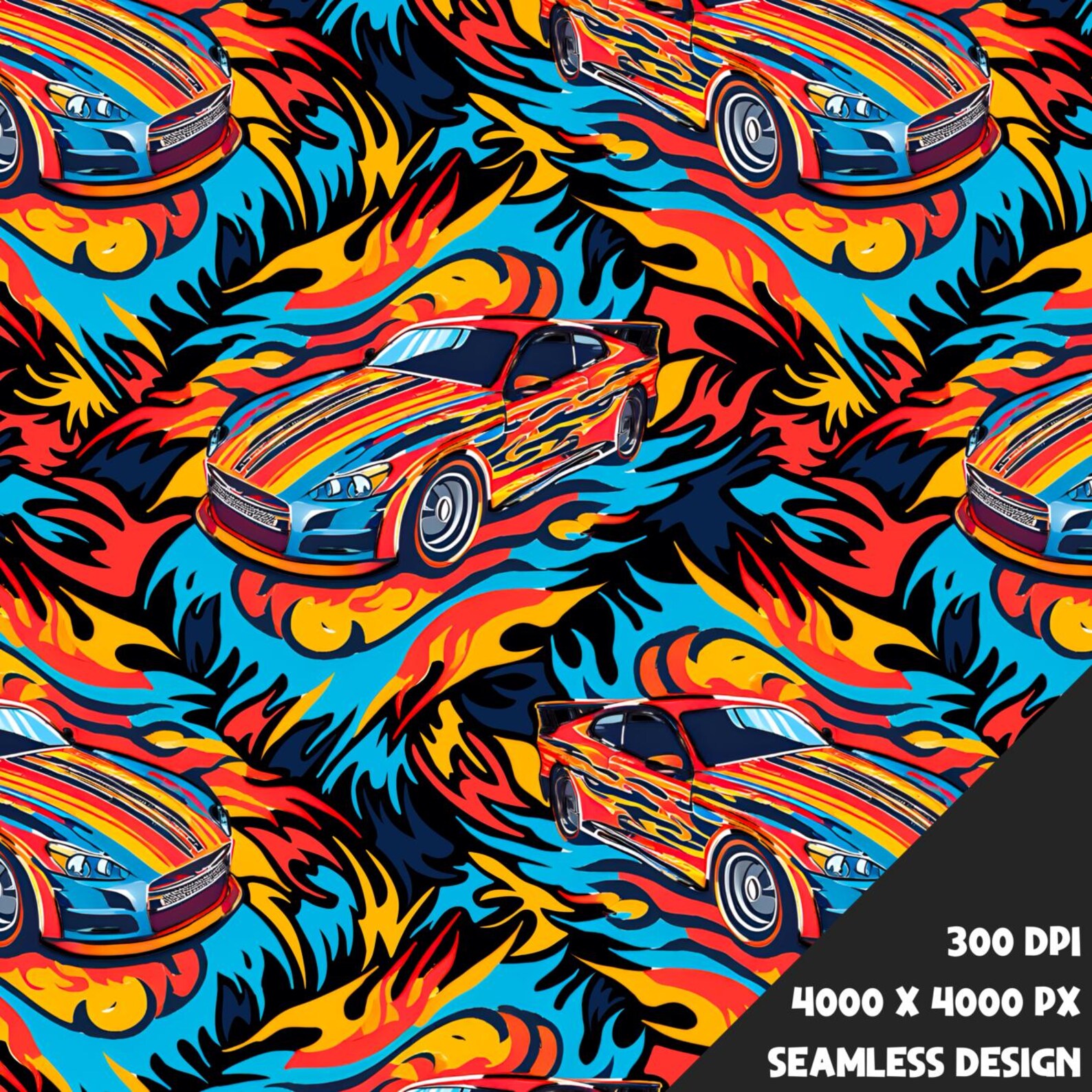 Supercar Sports Car Seamless Design - Digital Surface Pattern for ...