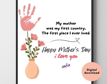 Mothers Day Handprint Craft Printable, Mothers Day Poem, Flower ...