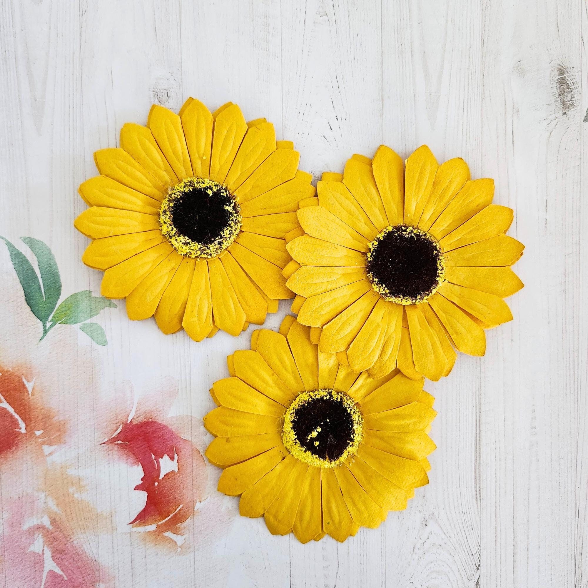 Large Paper Sunflowers - Paper Flowers - Paper Embellishments - Flower ...