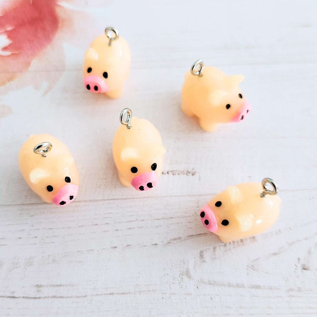 5 Piece Resin Pig Charms Craft Supplies Pig Embellishments Resin Charms ...