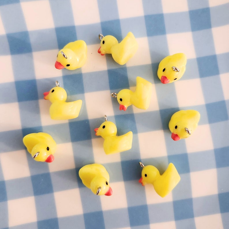 Ten Piece Cute Rubber Duck Charms Craft Supplies Duck Embellishments ...