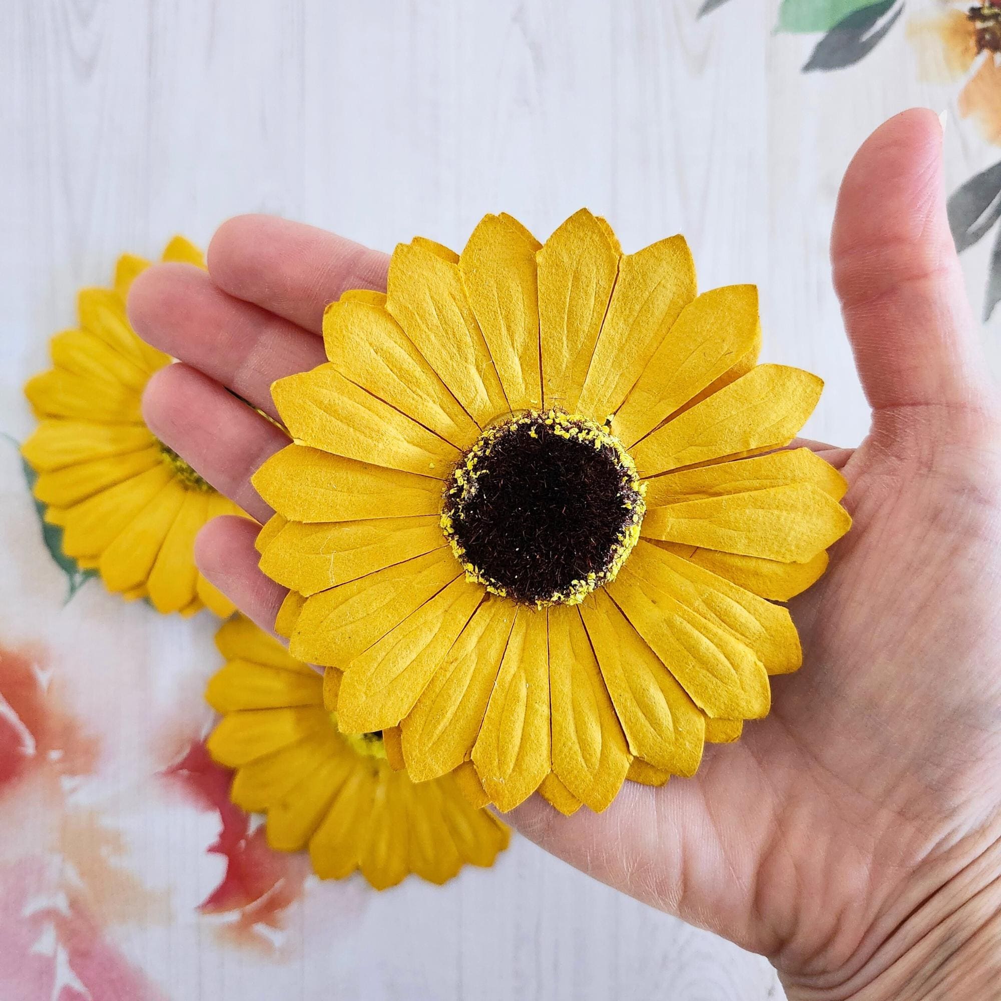 Large Paper Sunflowers - Paper Flowers - Paper Embellishments - Flower ...