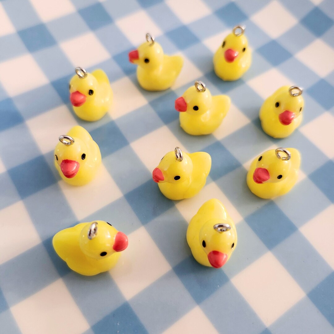 Ten Piece Cute Rubber Duck Charms Craft Supplies Duck Embellishments ...