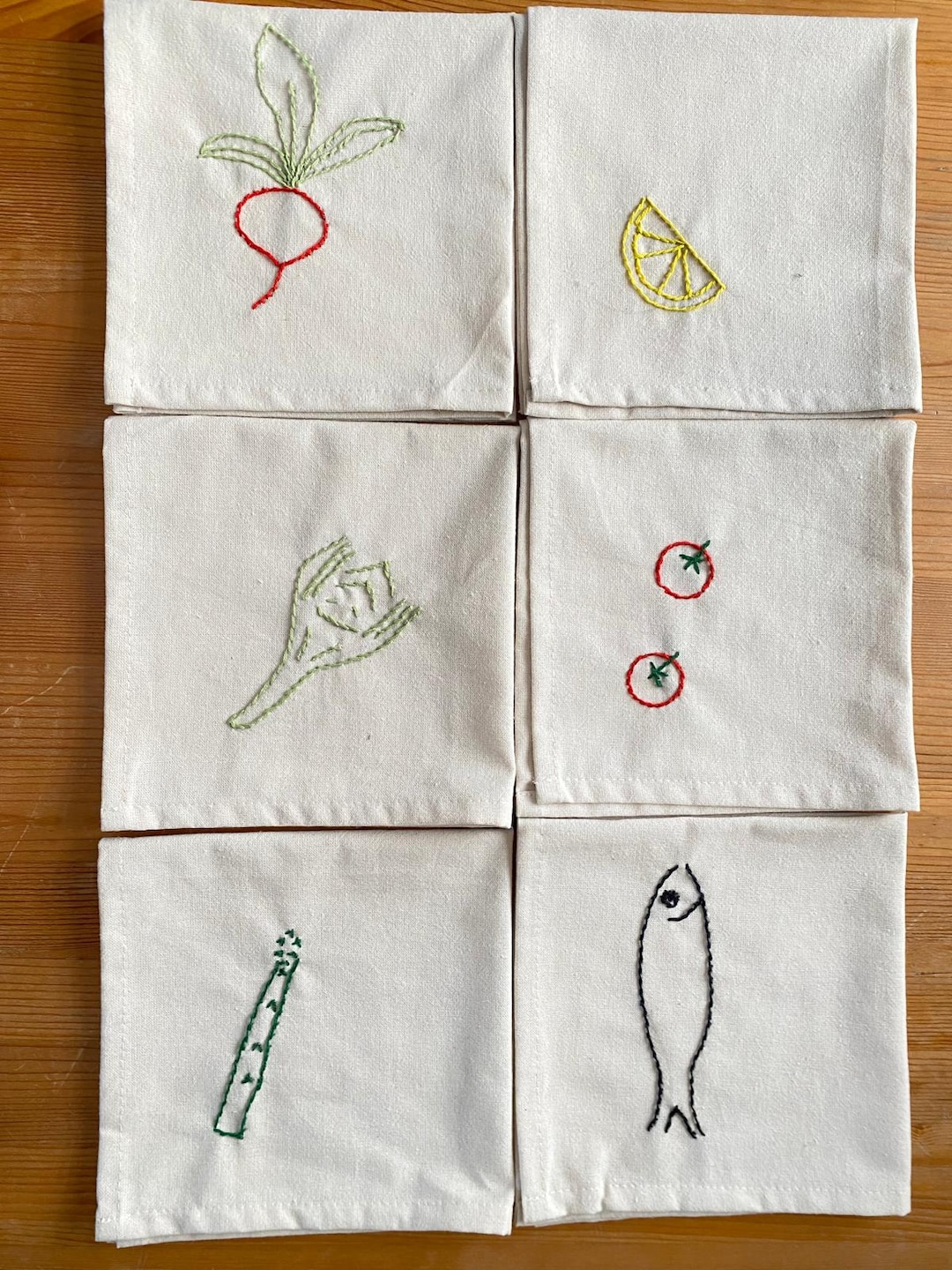 Hand Embroidered Linen Napkins - Personalized Natural Linen Dinner ...