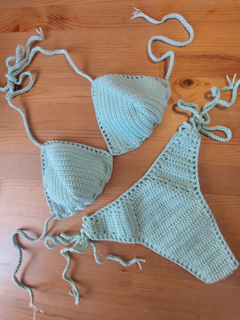 Handmade Crochet Bikini Set, 100% Cotton Bikini, Custom Color & Size ...