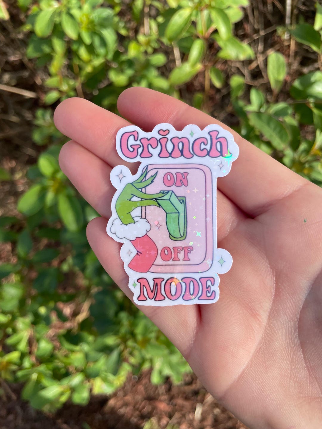 Christmas Grinch Inspired Sticker, Holographic & Waterproof - Etsy