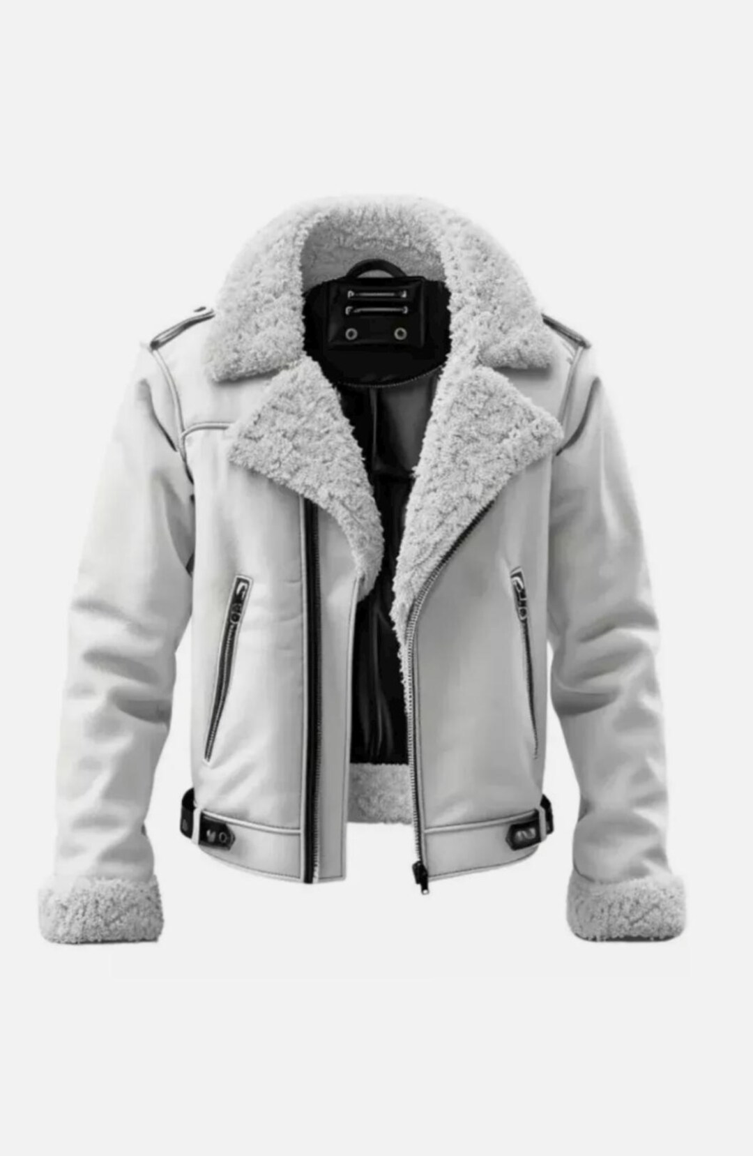 Vintage Style Shearling Leather Jacket| White B3 Flying Sheepskin ...