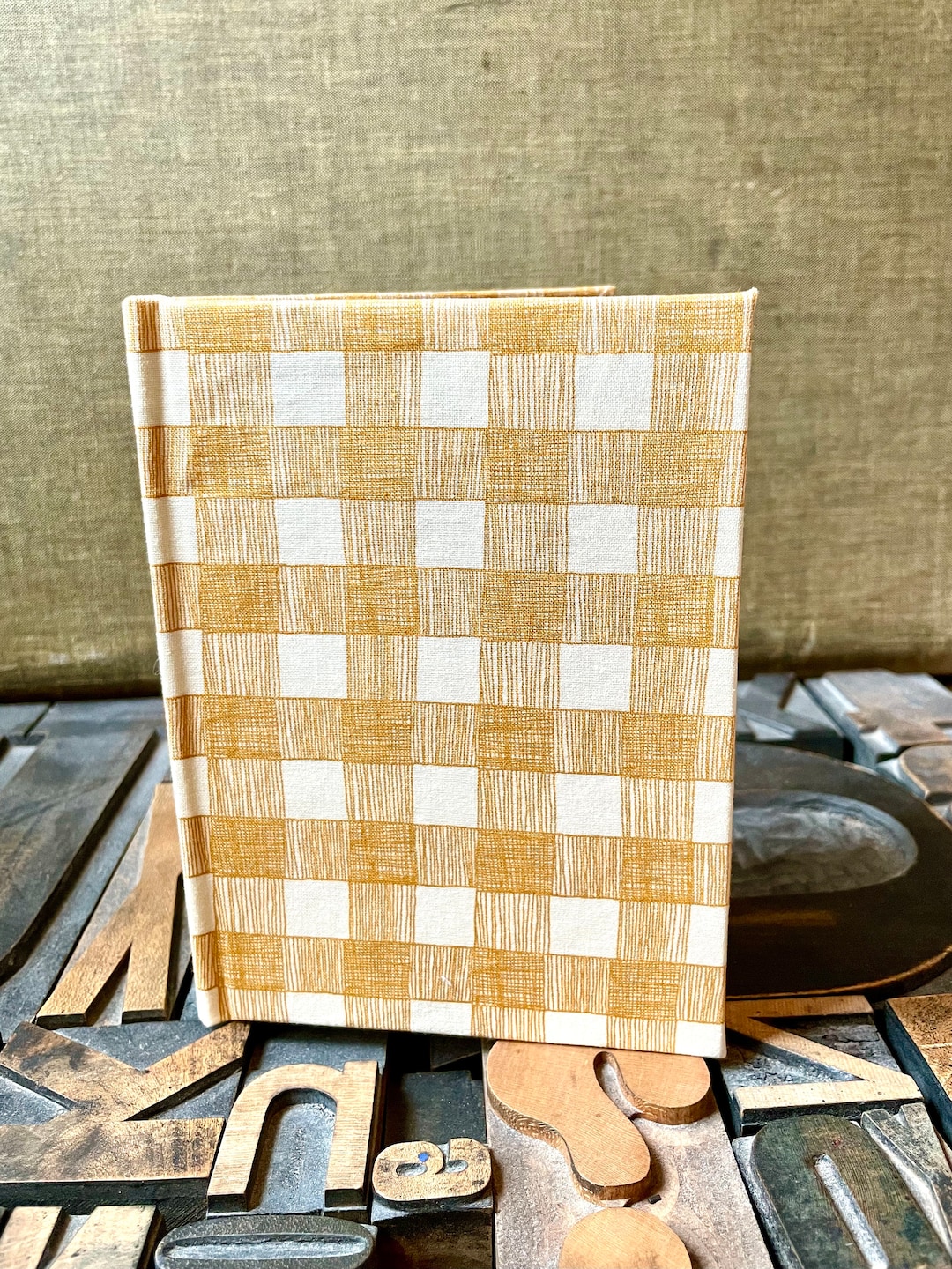 Small Lined Fabric Covered Journal Mustard Yellow Checked - Etsy