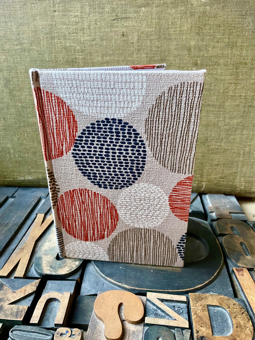 Large Unlined Fabric Covered Journal - Circles - Etsy