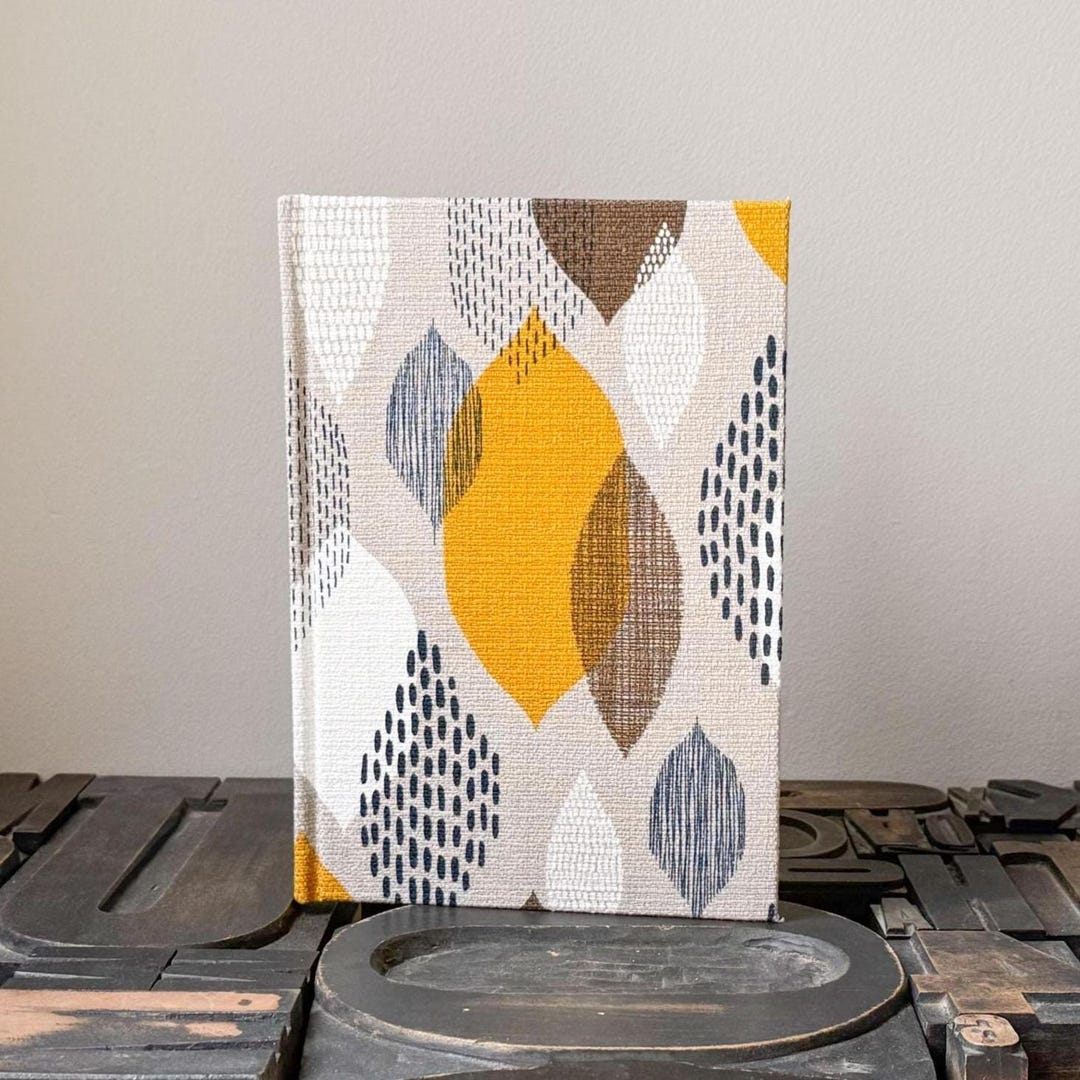 Large Unlined Fabric Covered Journal - Leaf Barkcloth Fabric - Etsy