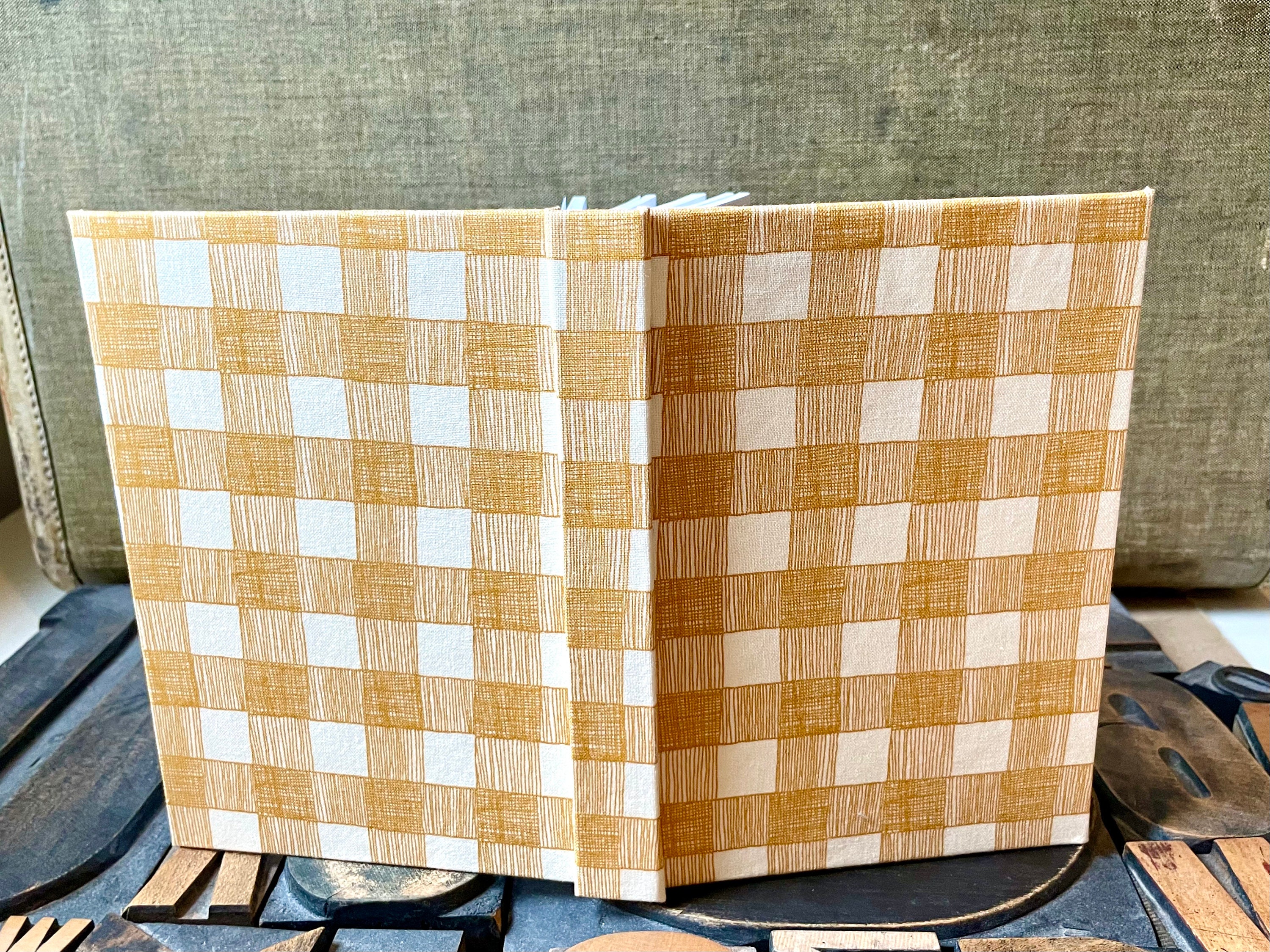 Small Lined Fabric Covered Journal Mustard Yellow Checked - Etsy