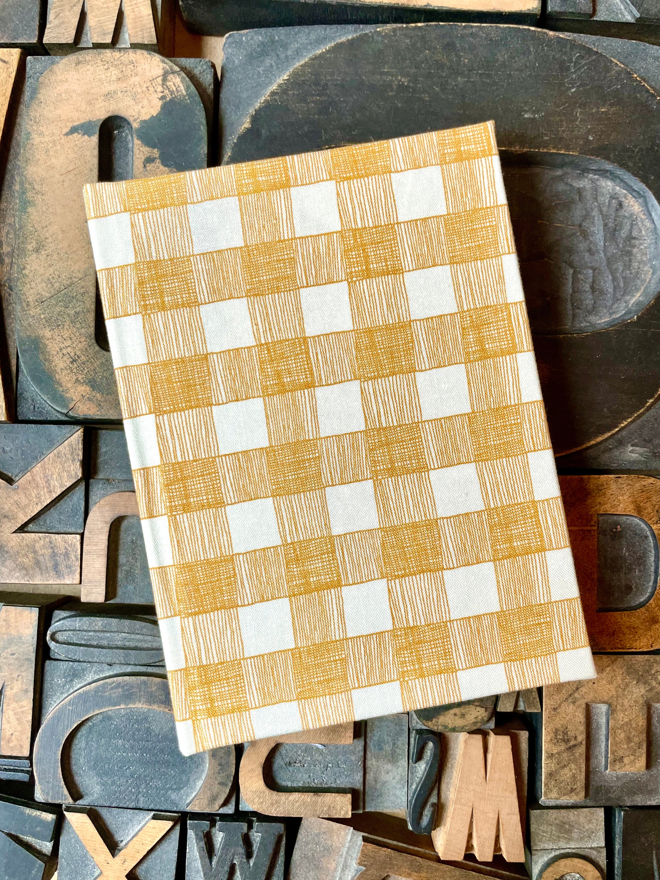 Small Lined Fabric Covered Journal Mustard Yellow Checked - Etsy