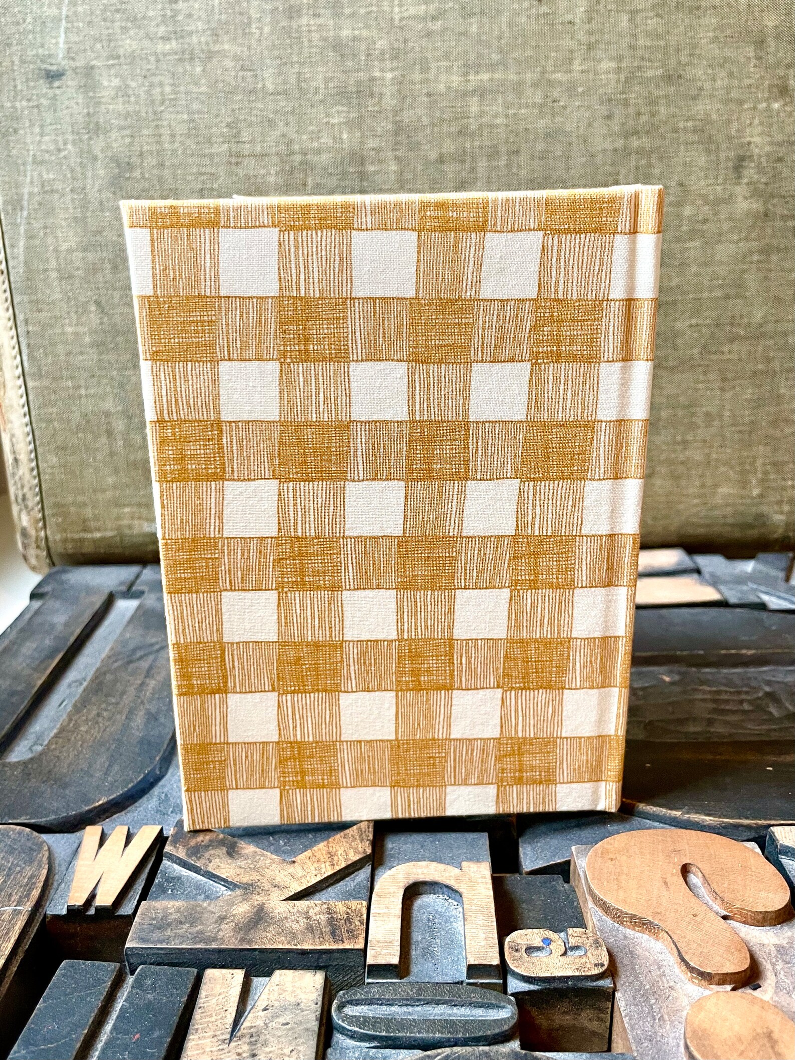 Small Lined Fabric Covered Journal Mustard Yellow Checked - Etsy