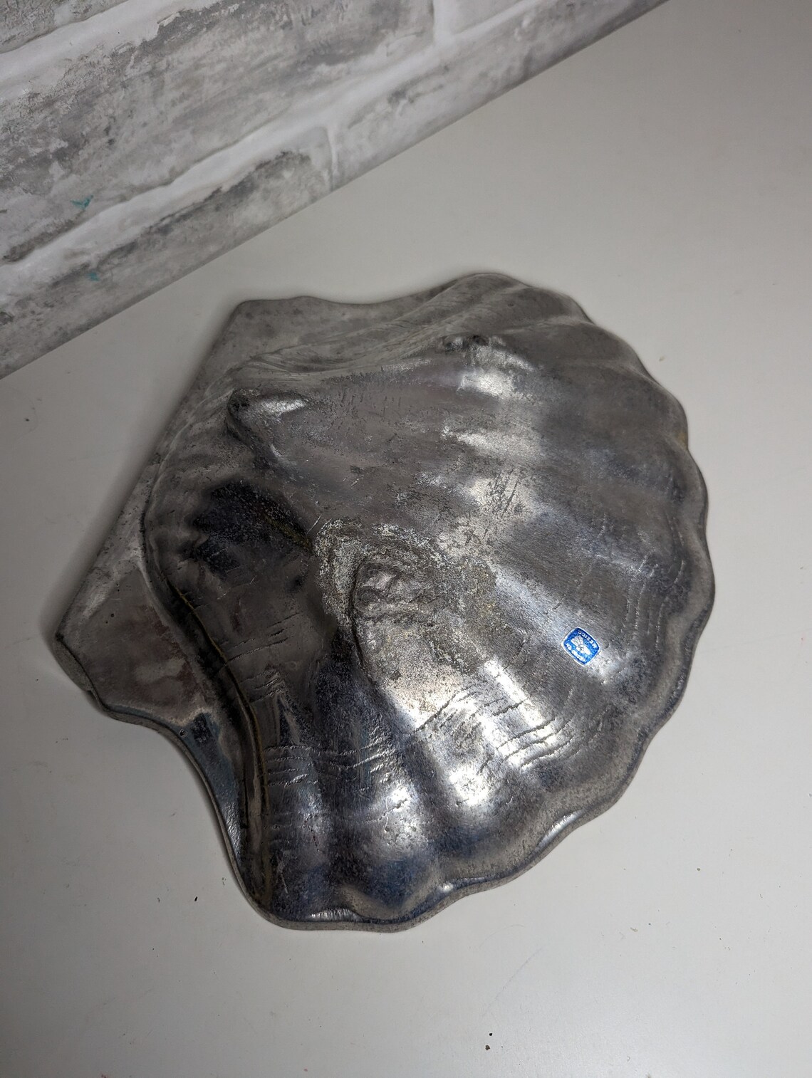 Vintage Metal Pewter Seashell Bowl Clam Scallop Shell Bowl Serving Dish ...