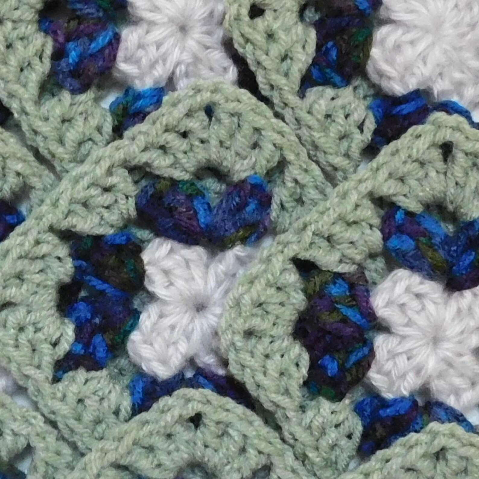 Granny Squares Multi Blue Purple Sage Trimmed Handmade Craft Supplies ...