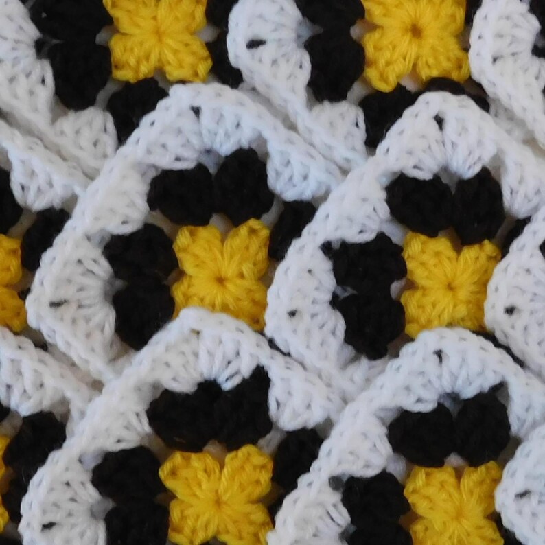 Granny Squares Yellow Dark Brown White Trimmed Craft Supplies - Etsy