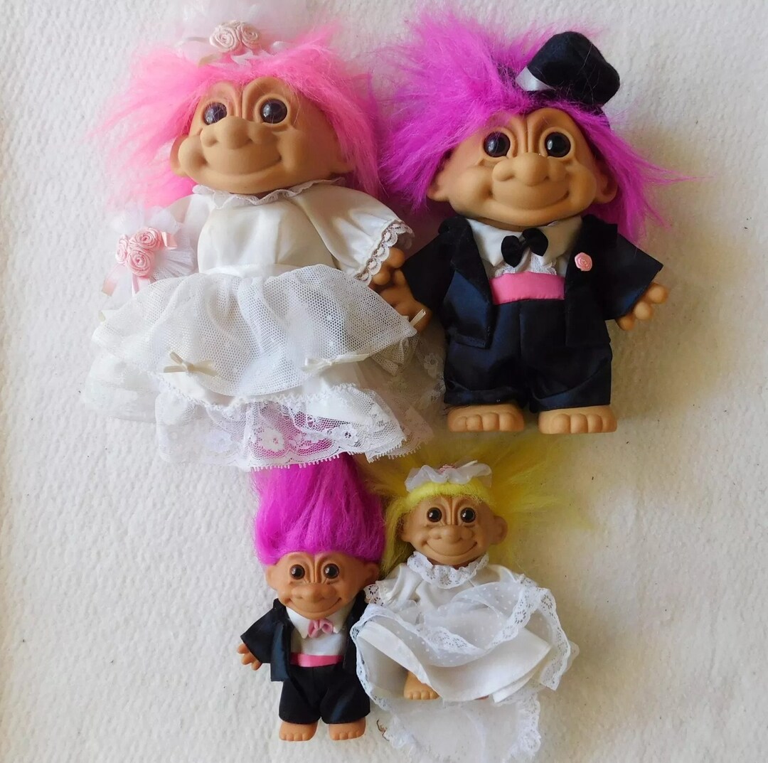 Vintage Troll Dolls Bride and Groom Collectible Two Sets - Etsy