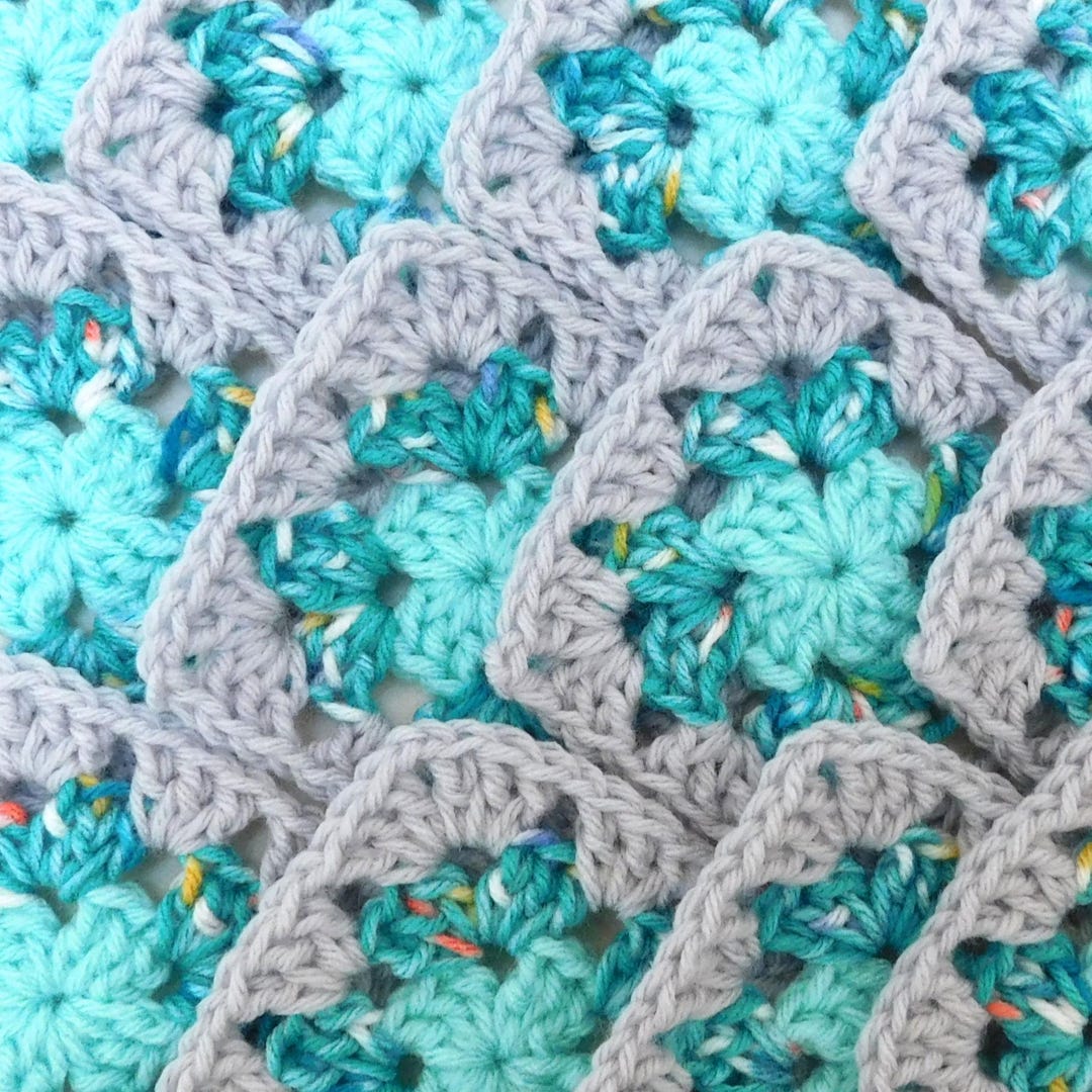 Granny Squares Aqua Multi Light Gray Trimmed Craft Supplies - Etsy