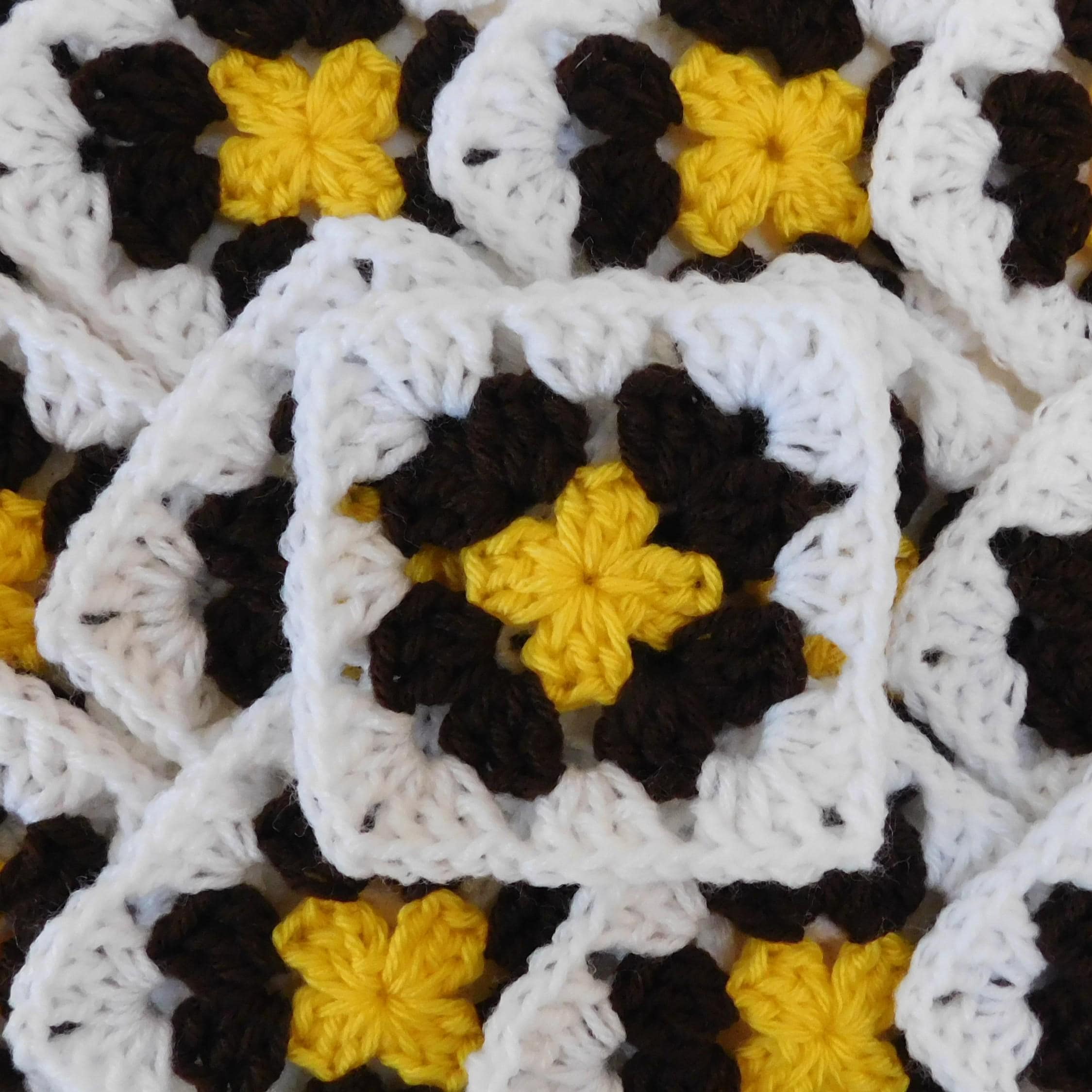 Granny Squares Yellow Dark Brown White Trimmed Craft Supplies - Etsy