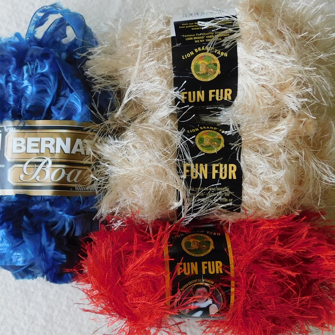 Lion Brand Fun Fur Bernat Boa 4 Skeins Yarn Supplies - Etsy
