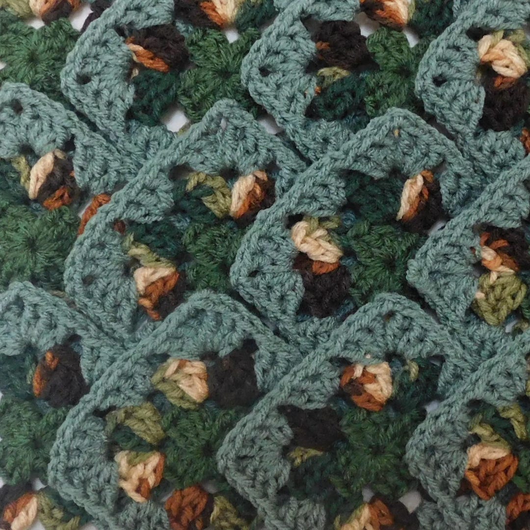 Granny Squares Green Camo Sage Trimmed Craft Supplies Motifs - Etsy