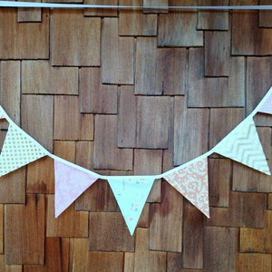 Mint, Pink, Peach, Metallic Gold Fabric Bunting Flag Banner, Garland ...