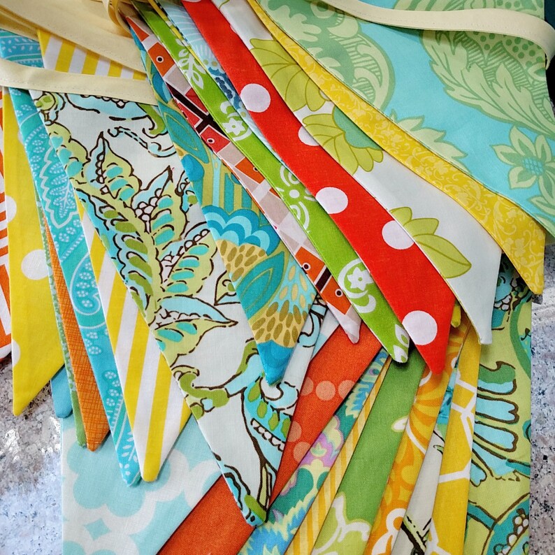 12 Flags Colorful Fabric Bunting Banner Prop Decoration in | Etsy