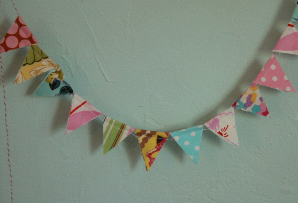 Mini Flags Birthday Decoration. A Strand of 12 Tiny Bunting - Etsy