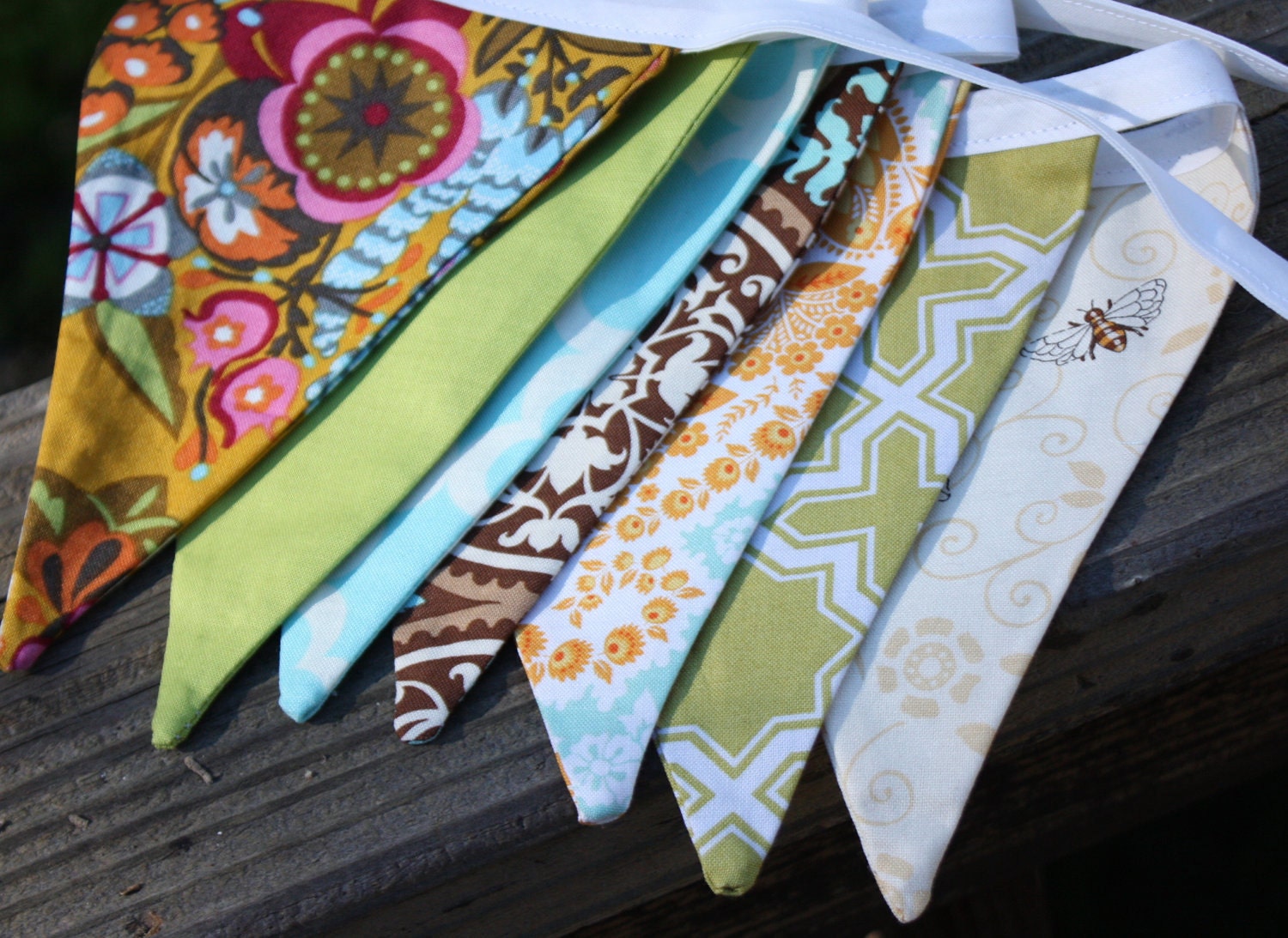 Fall Tones Bunting Banner 7 Medium Flags Ready to Ship. | Etsy