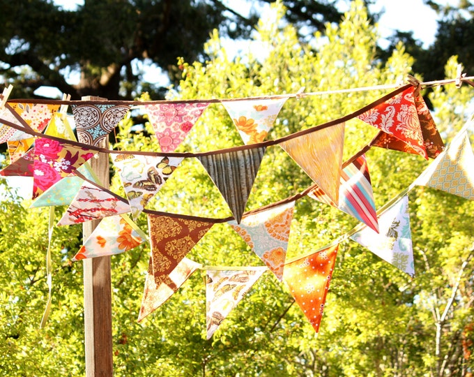 70' Total Length Harvest Bunting Fabric Flag Banner Fall Colors ...