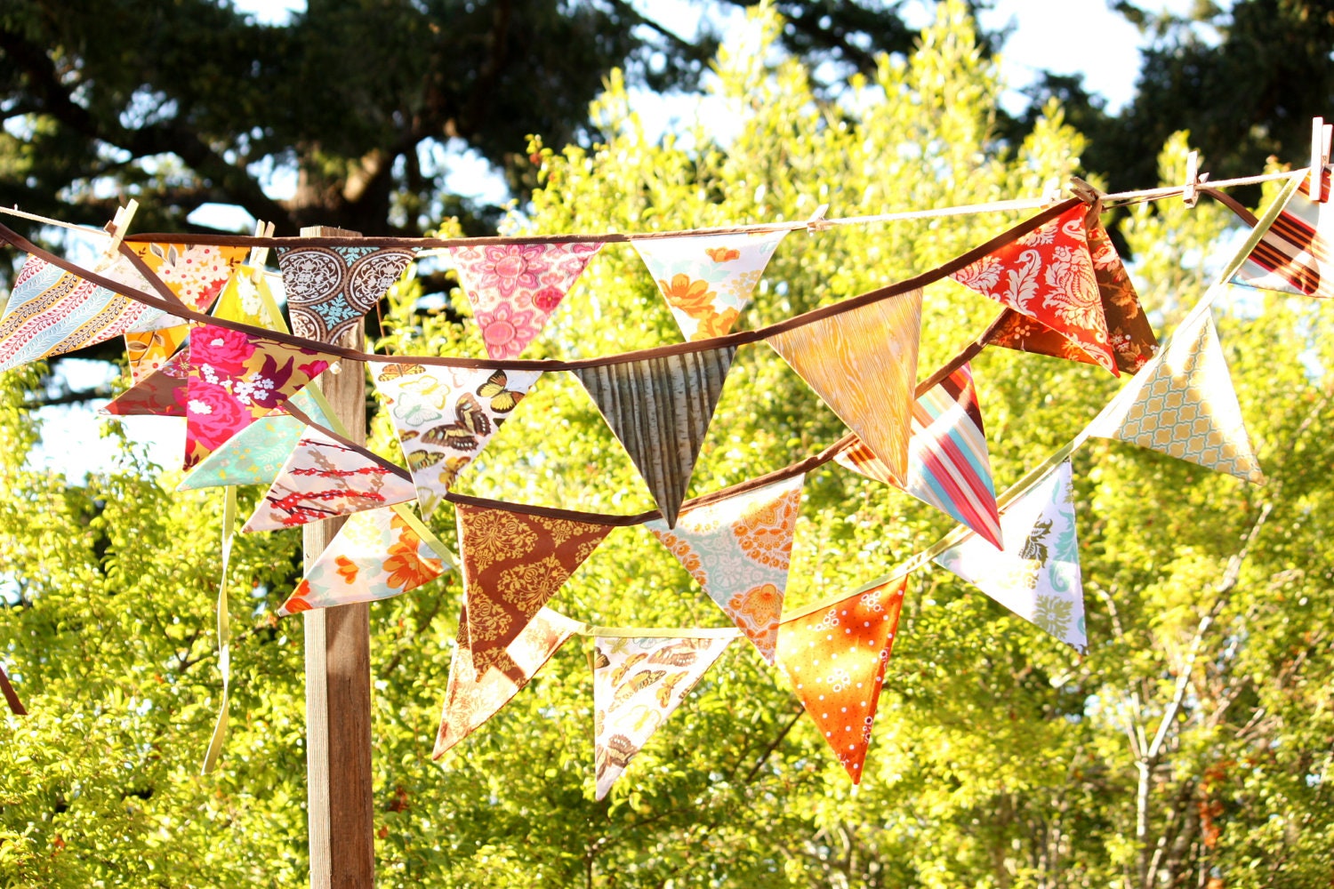 Extra Long Harvest Bunting Fabric Flag Banner Fall Colors | Etsy