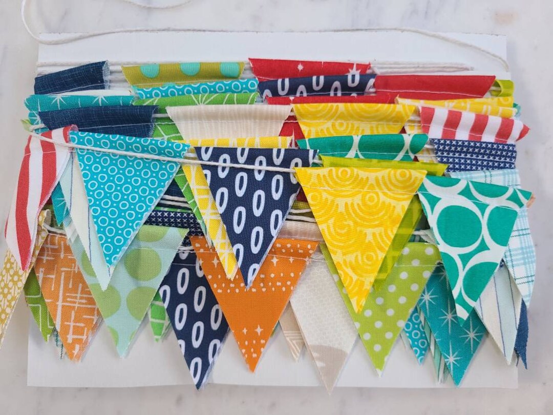 Mini Flag Bunting, Boy Prints Only, 10 Feet of Small Flags in Red ...