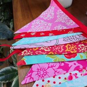 Red Aqua Pink Bunting Carnival Theme Fabric Flag Banner. - Etsy