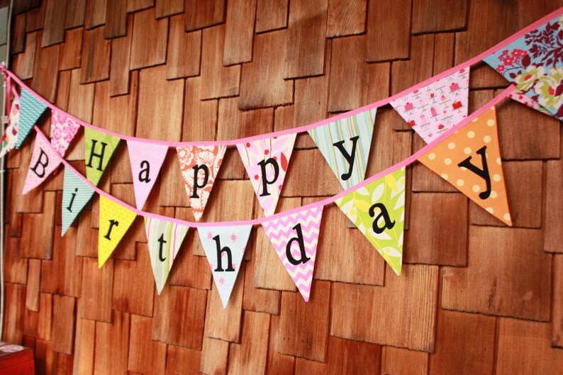 Happy Birthday Bunting Ready to Ship 2 Fabric Bunting - Etsy