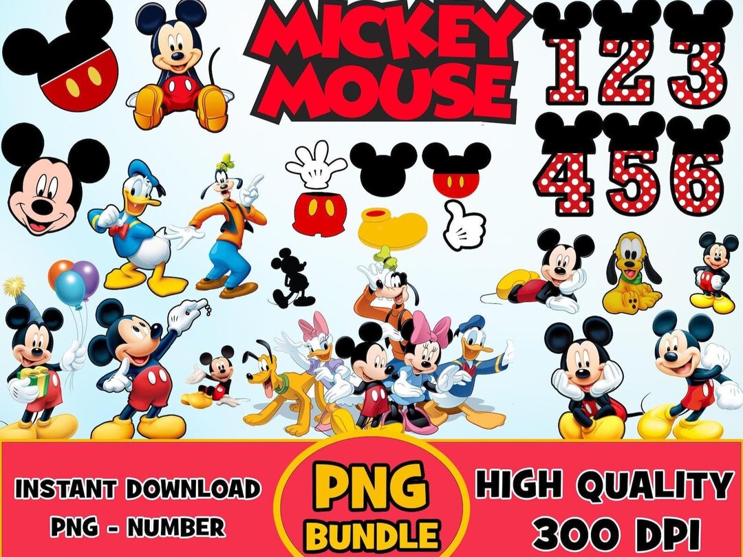 Instant Download Mickey Mouse PNG Bundle ,mickey Mouse Font, Mickey ...