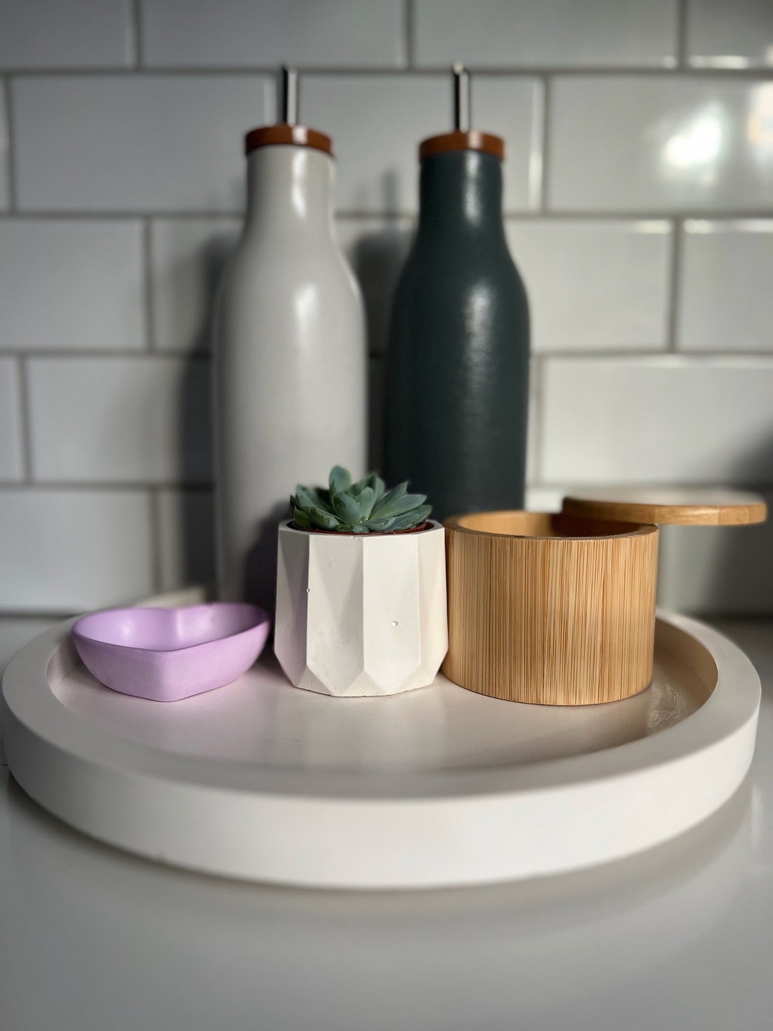 Concrete Medium 7in Lazy Susan Turntable Concrete Lazy Susan for Table ...