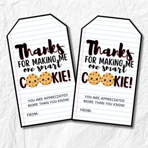 EDITABLE Teacher Appreciation Gift Tag. Teacher Cookie Gift Tag ...