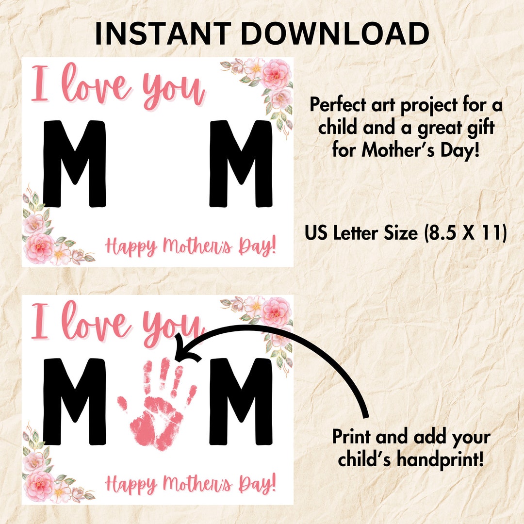 Mother's Day Art Project Printable. DIY Mother's Day Handprint Gift ...