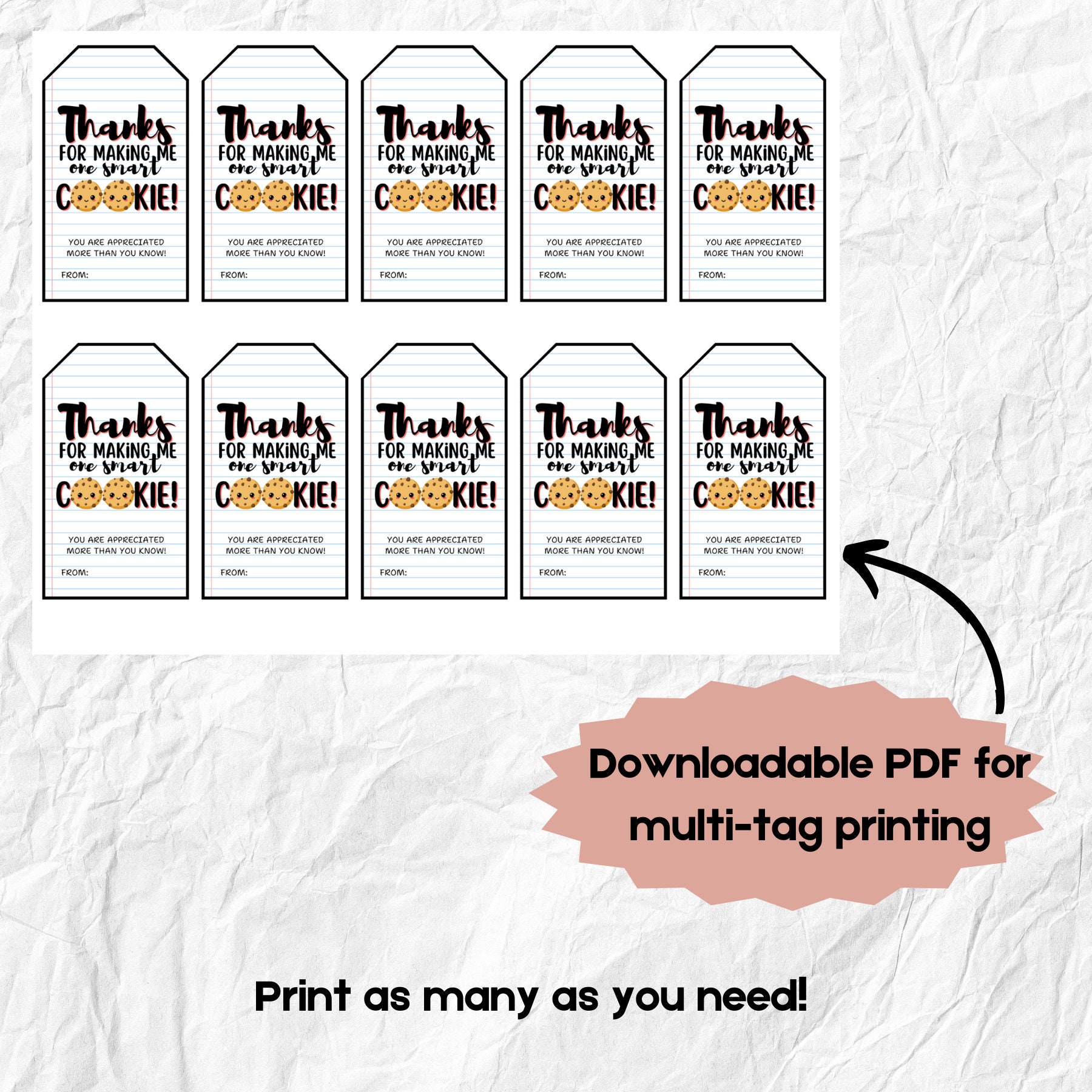 EDITABLE Teacher Appreciation Gift Tag. Teacher Cookie Gift Tag ...