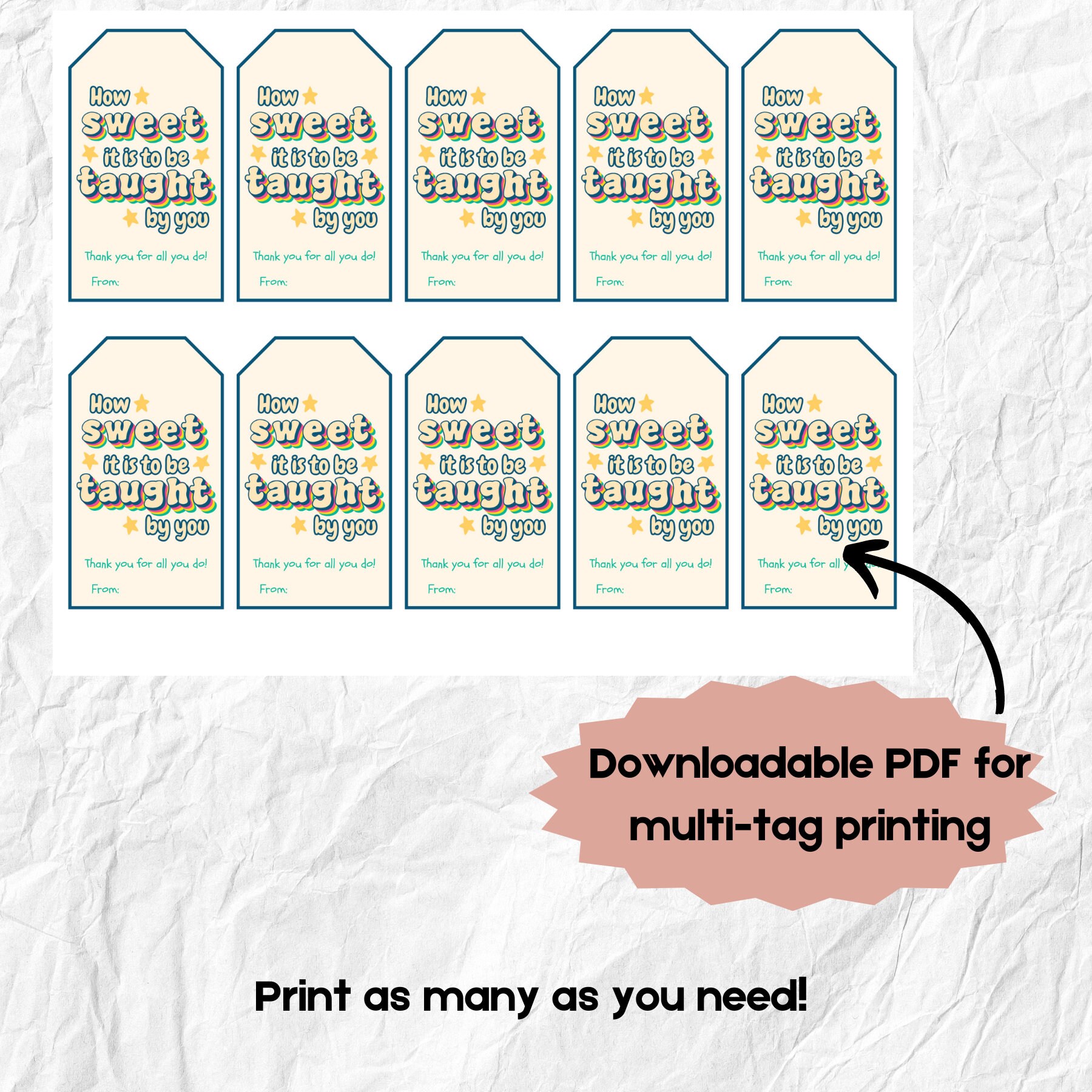 EDITABLE Teacher Appreciation Gift Tag. Teacher Sweet Treat Gift Tag ...