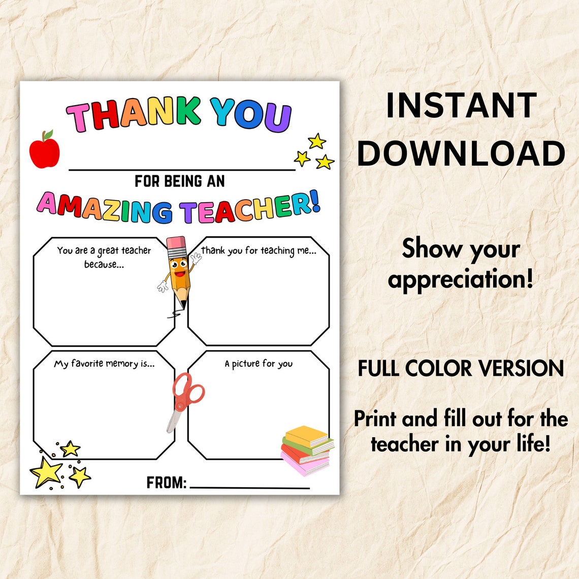 Teacher Appreciation Coloring Page Printable. Kids Coloring Page ...
