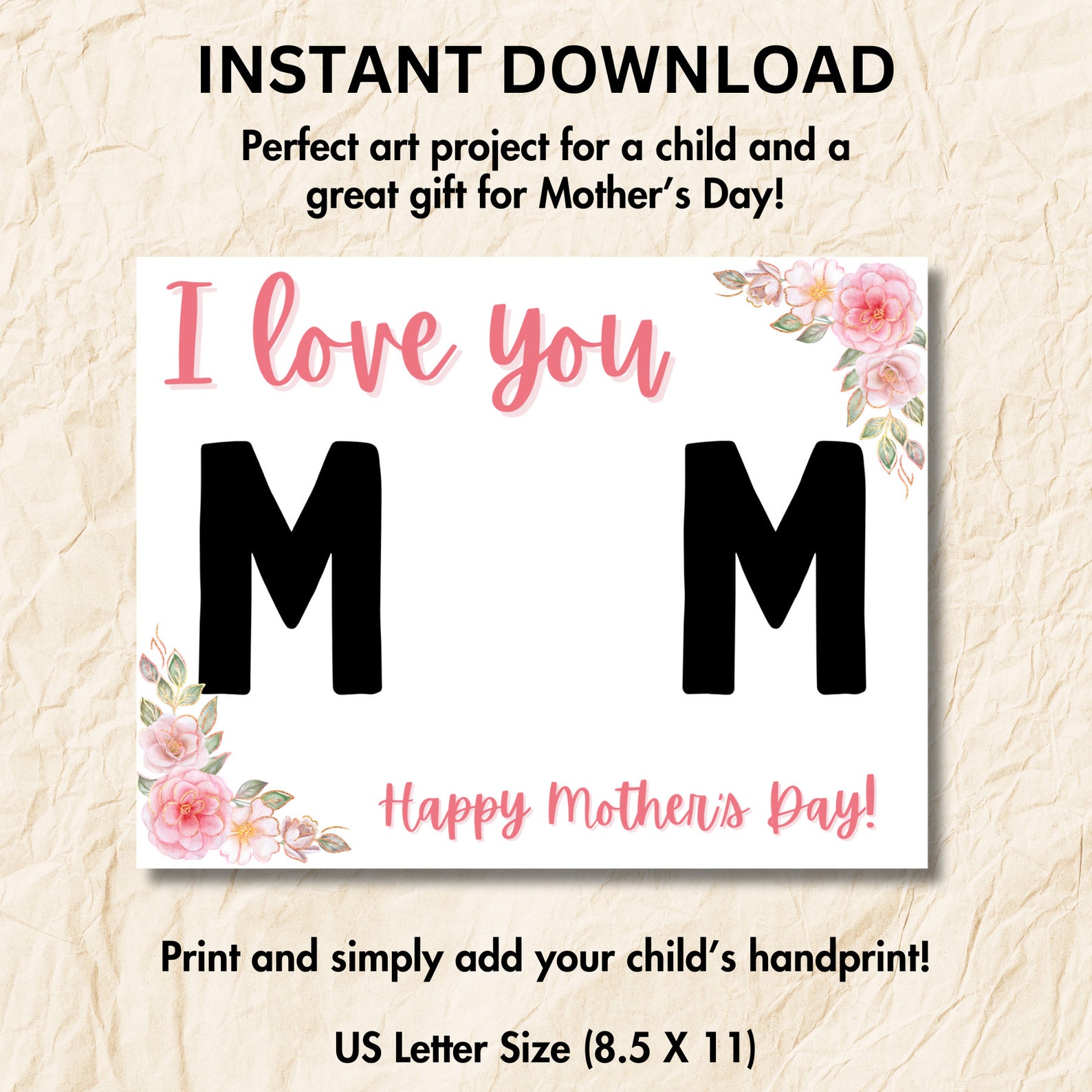 Mother's Day Art Project Printable. DIY Mother's Day Handprint Gift ...