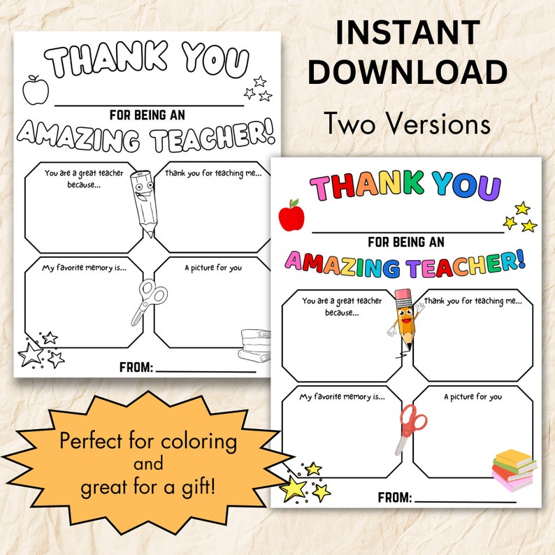 Teacher Appreciation Coloring Page Printable. Kids Coloring Page ...