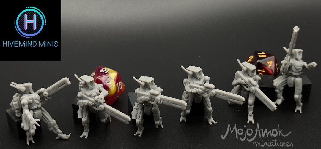 Light Combat Robots - 32mm Resin Printed Miniatures - Sci-fi Wargame ...